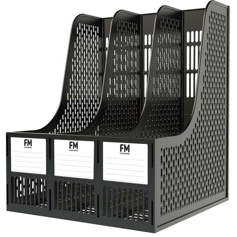 FM Magazine Holder Document 3 Grid Size 255x315x260mm Black Plastic ...