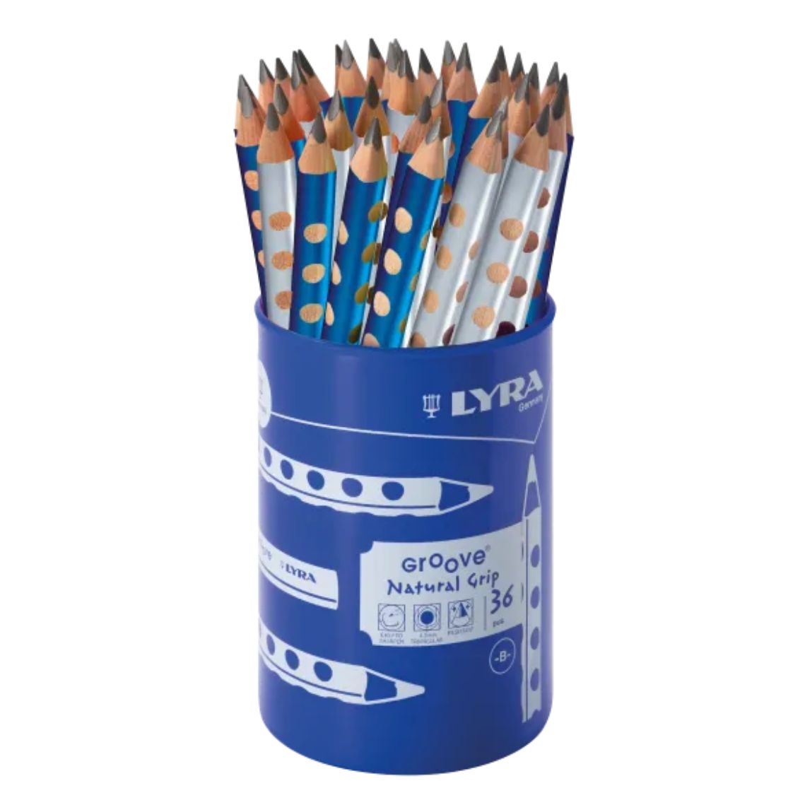 Lyra Groove Graphite Metal Blue/silver Pencils Pot of 36 – The Ink Spot