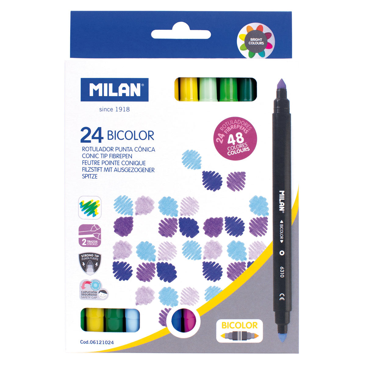 Milan Double Ended Tip Bicolor Markers Pack of 24 (48 Colours) – The ...