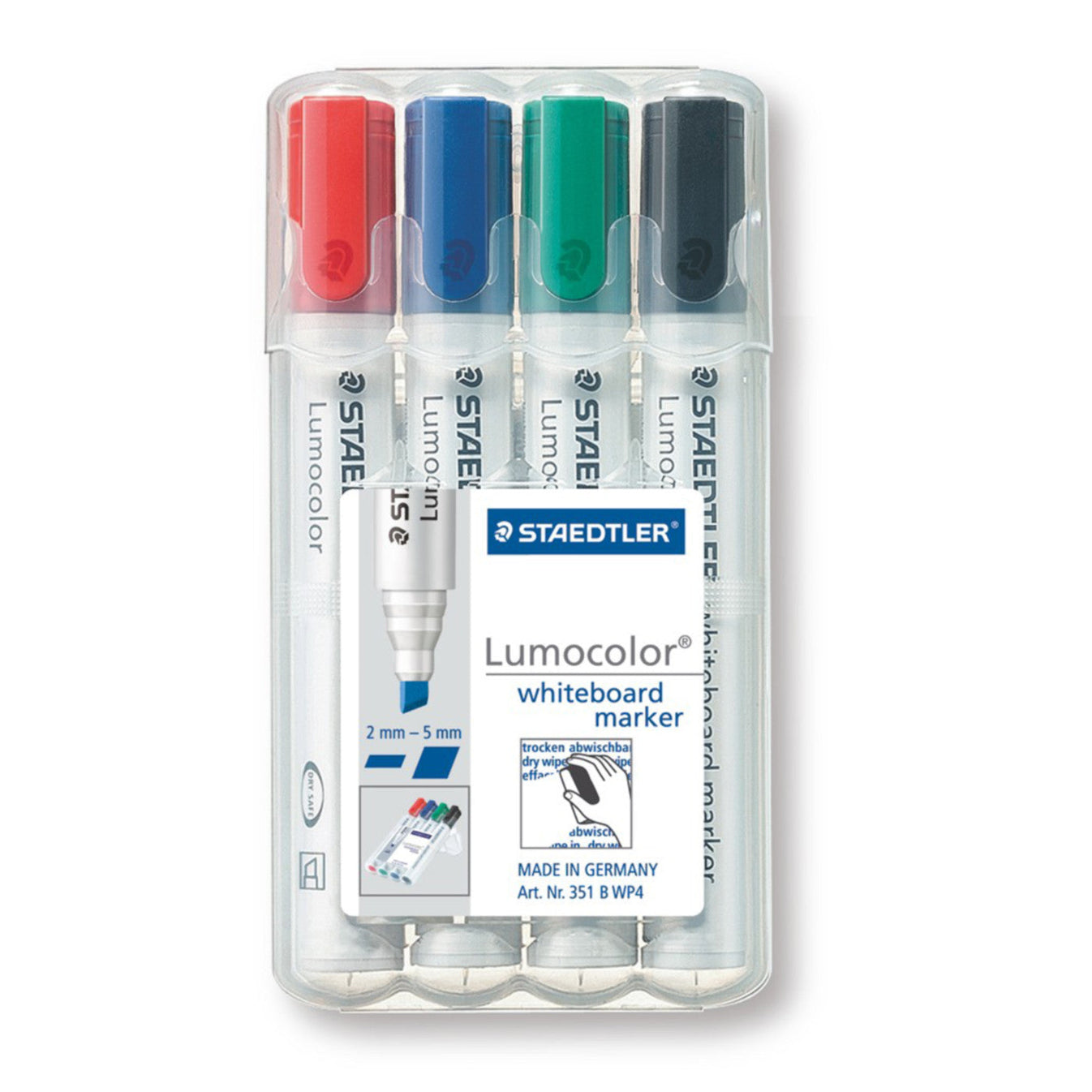Staedtler Whiteboard Marker 351 B WP4 Lumocolor Chisel Tip Wallet 4 ...